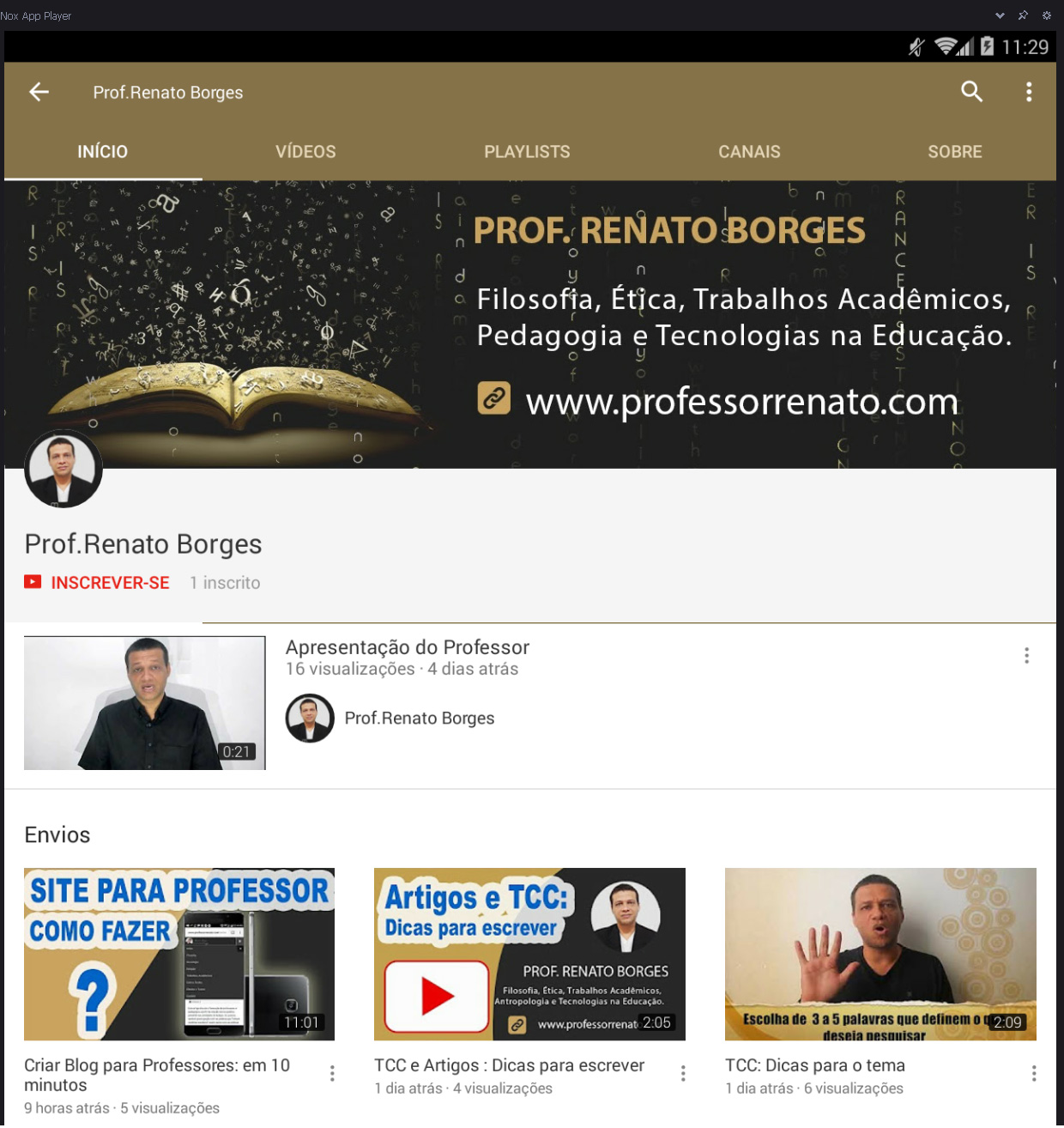 Canal no Youtube - PROFESSOR RENATO